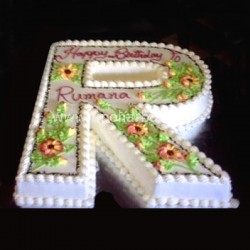 Celebrate birthday with 1st letter R - Cake for you