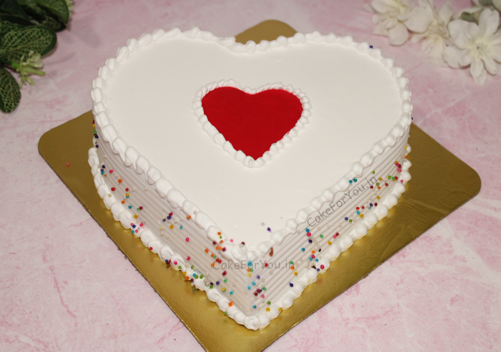 Vanilla Heart Shape Cake - Cake for you